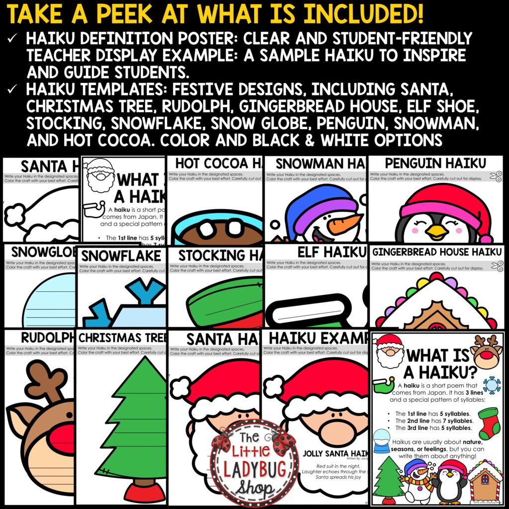 Christmas Winter Haiku Poetry Writing Bulletin Board Ideas - The Little ...