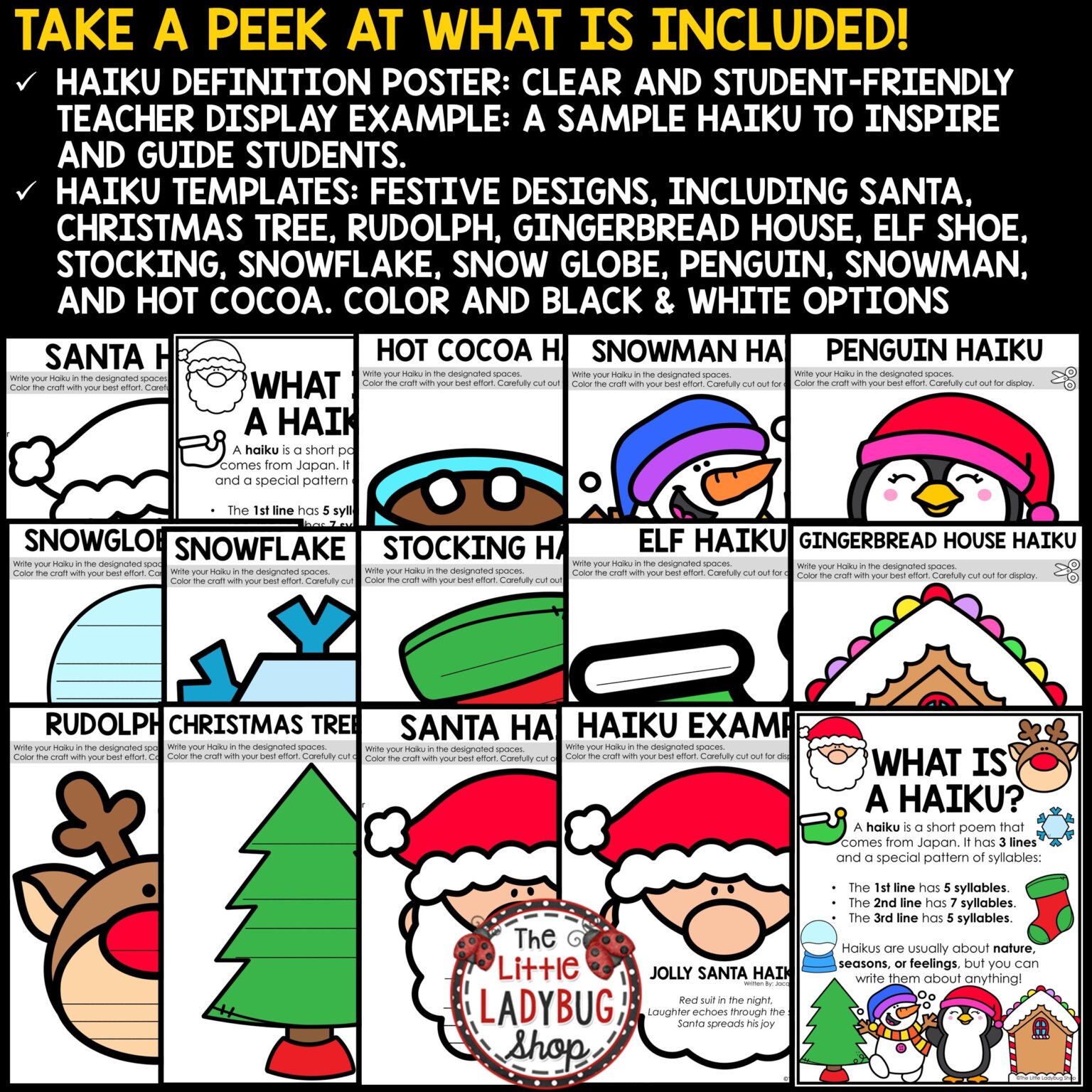 Christmas Winter Haiku Poetry Writing Bulletin Board Ideas - The Little ...