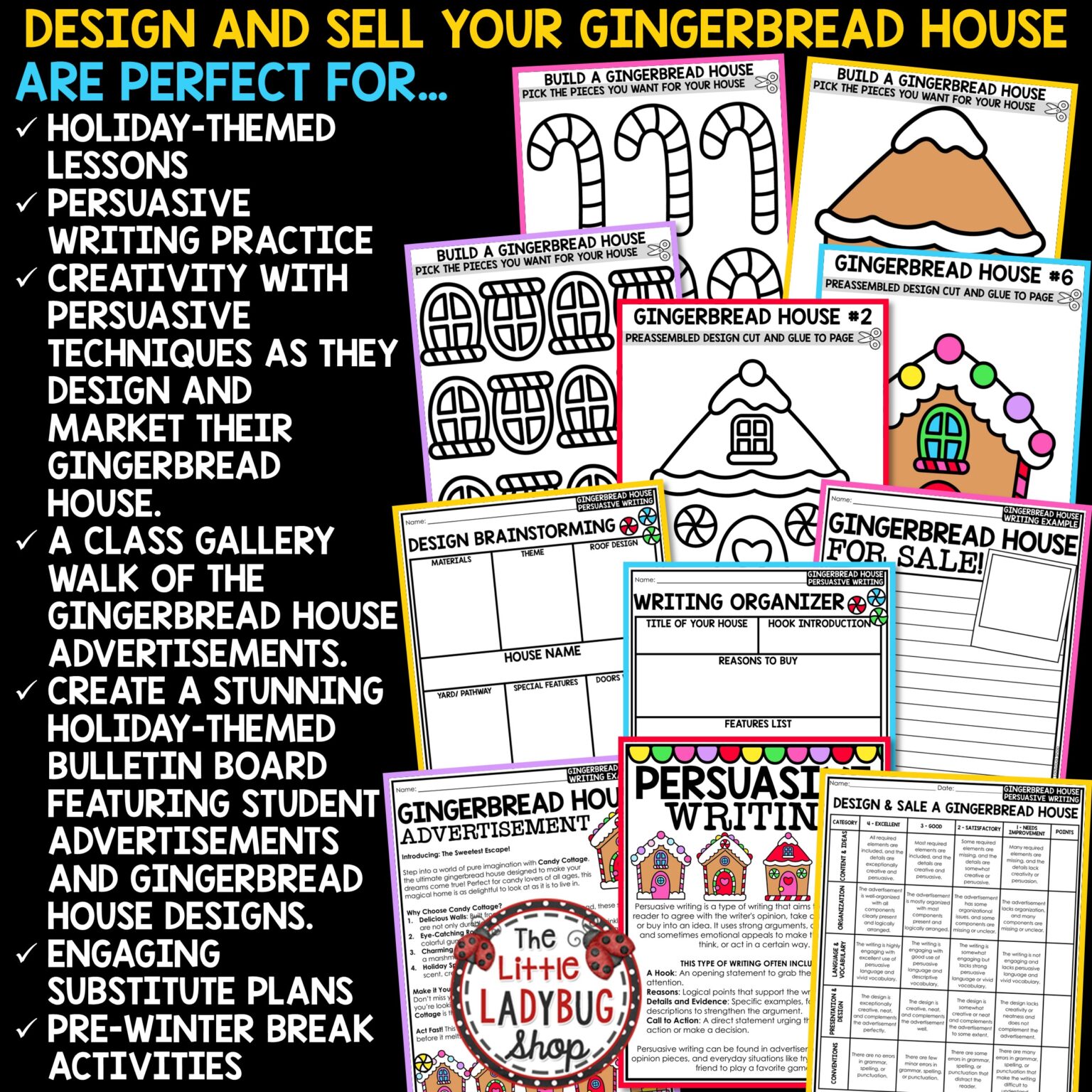Design and Sale a Gingerbread House Persuasive Writing - The Little ...