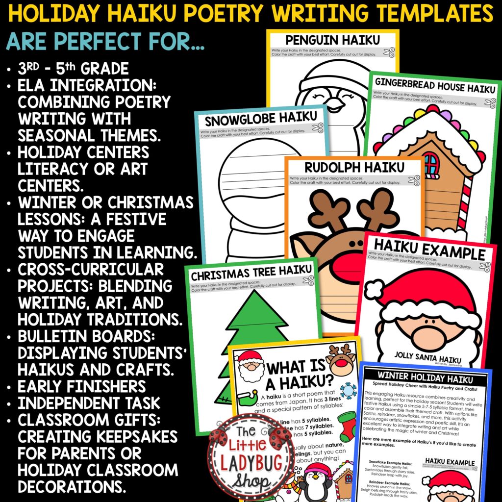 Christmas Winter Haiku Poetry Writing Bulletin Board Ideas - The Little ...