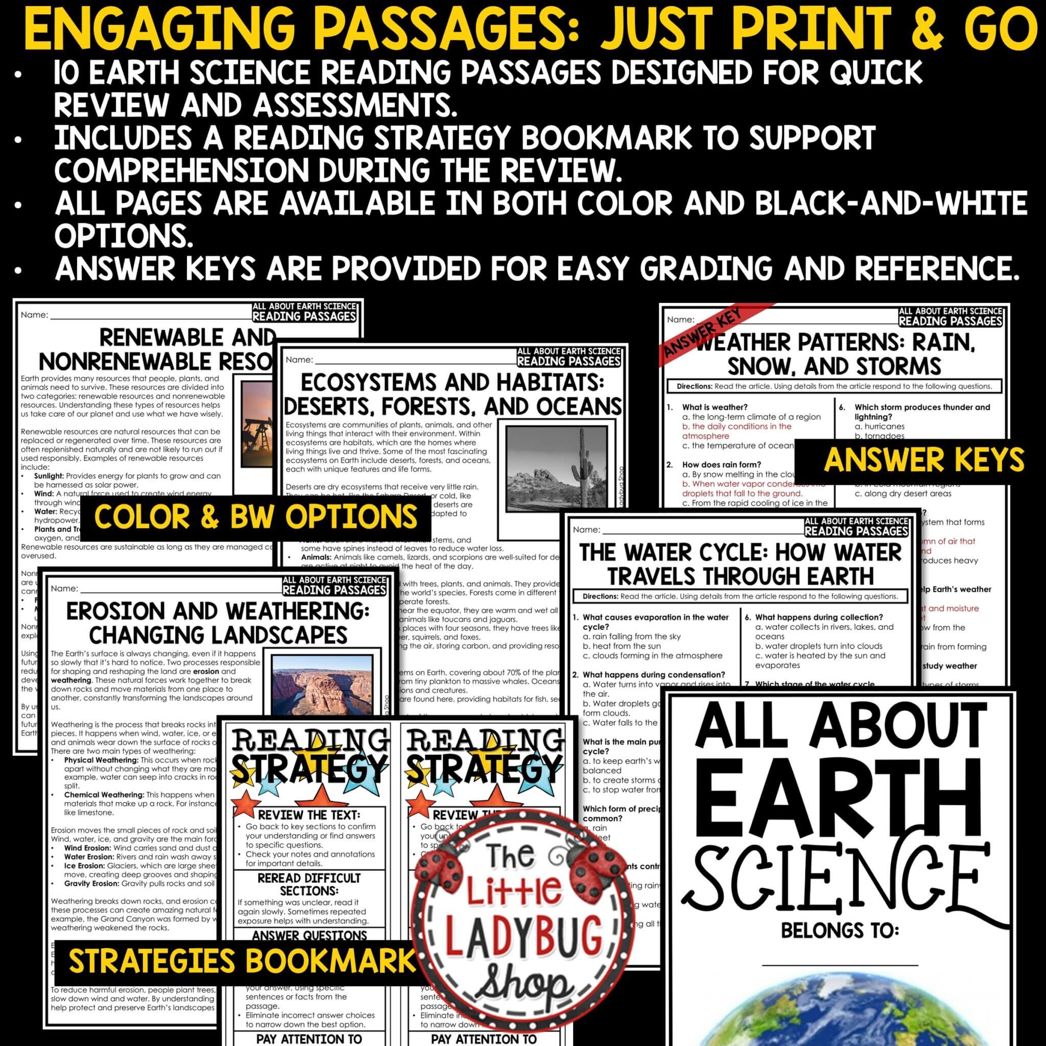Earth Science Reading Review Passages Layers Of The Earth - The Little ...
