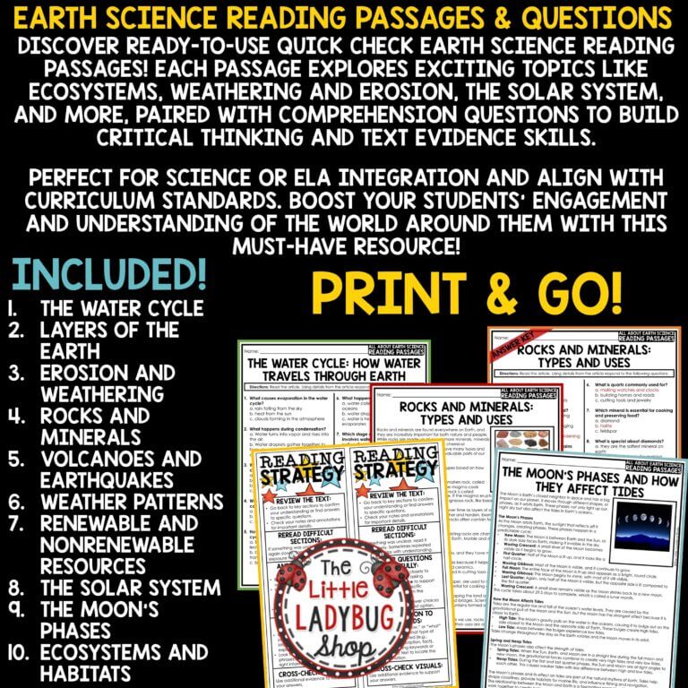 Earth Science Reading Review Passages Layers Of The Earth - The Little ...