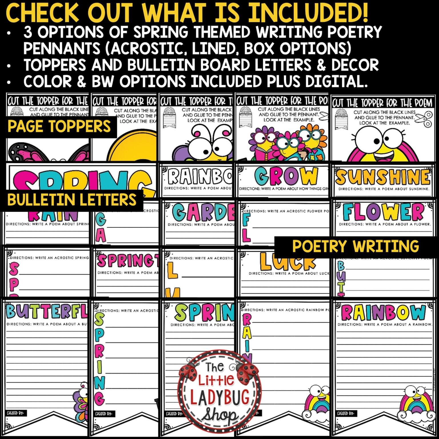 April Spring Poetry Writing Bulletin Board Idea - The Little Ladybug Shop