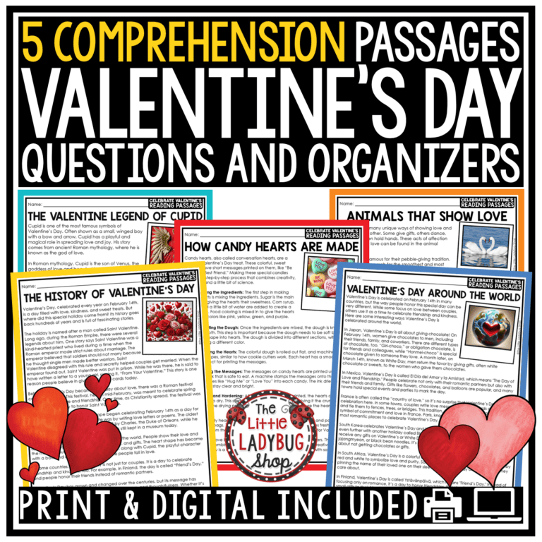 History of Valentine's Day February Reading Passages 3rd 4th Grade ...