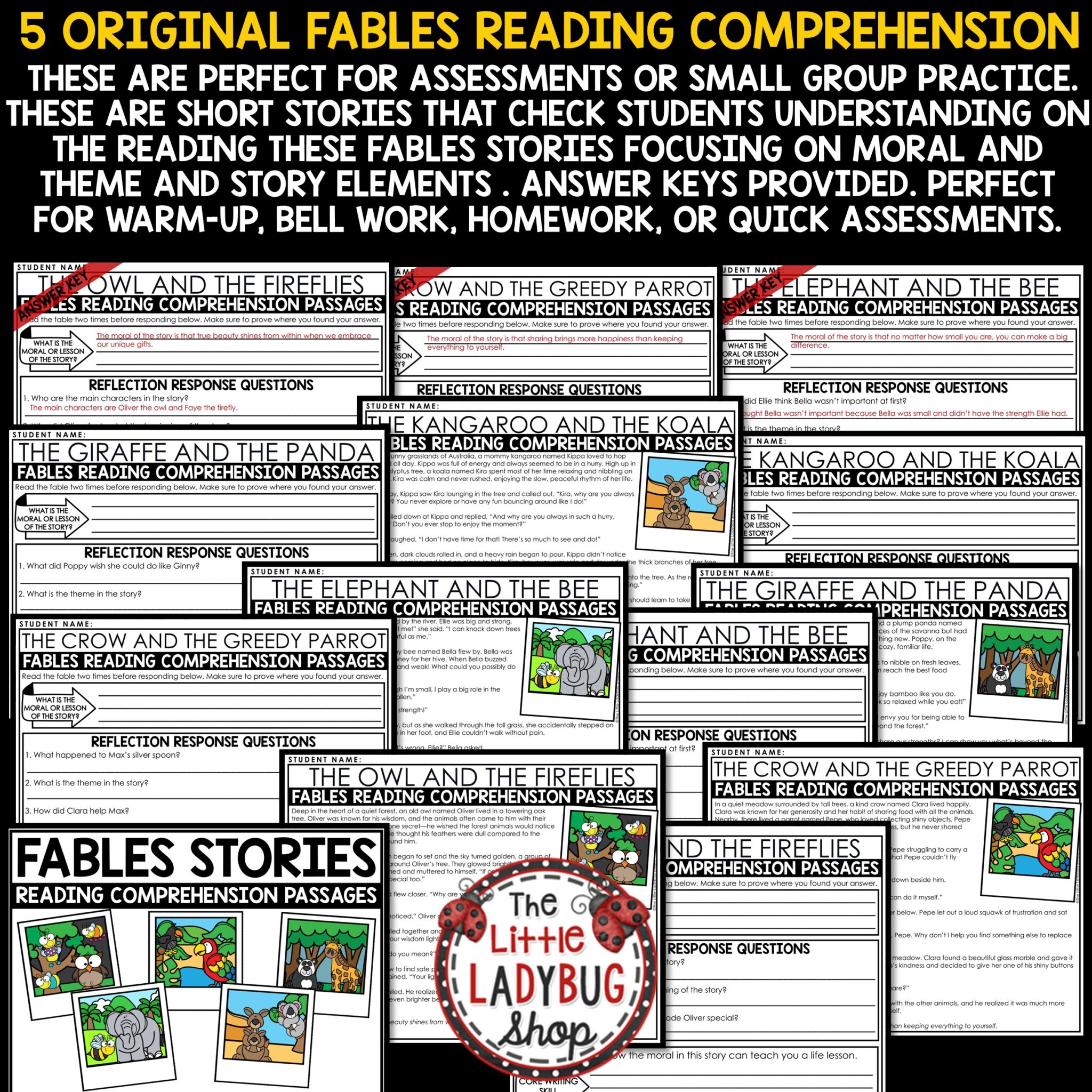 Teaching Theme Fables Reading Comprehension Passages - The Little ...