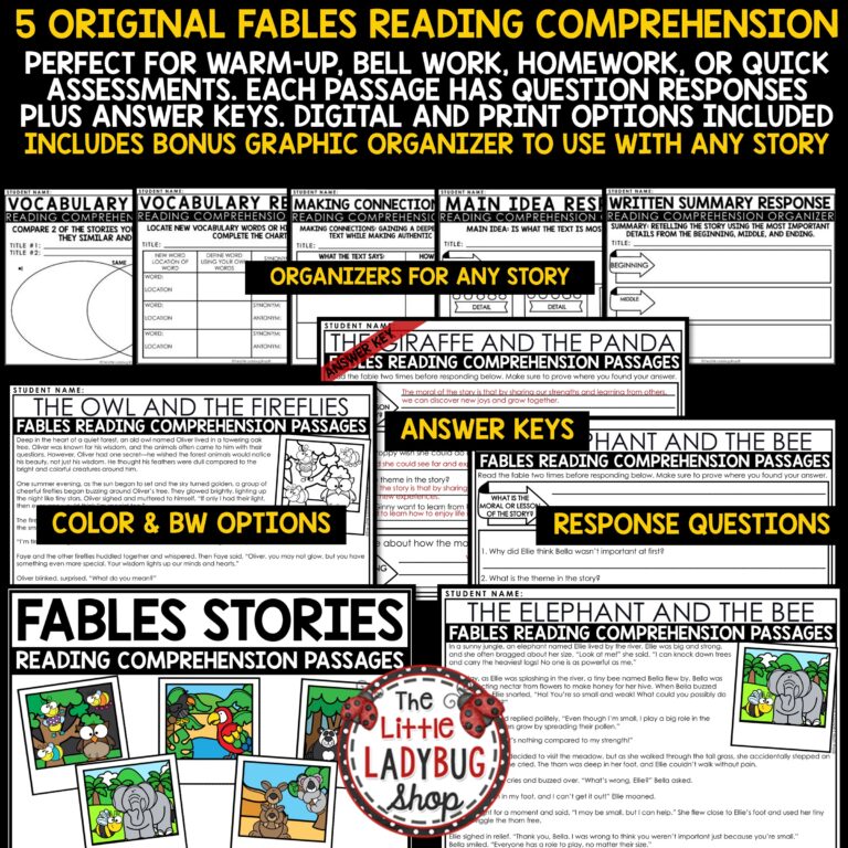 Teaching Theme Fables Reading Comprehension Passages - The Little ...