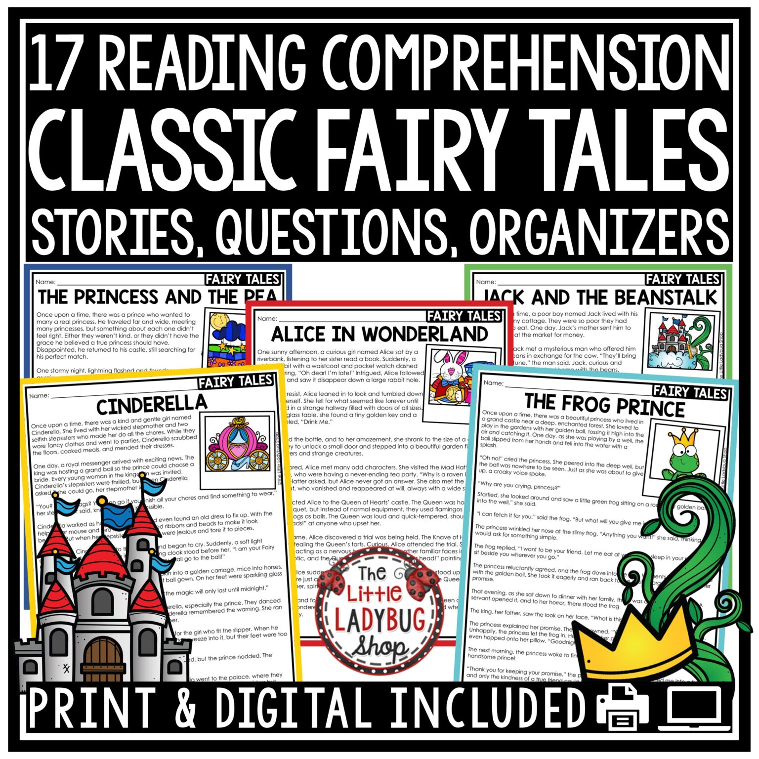 Fairy Tales Reading Response Passages Packet 3rd 4th Grade - The Little ...