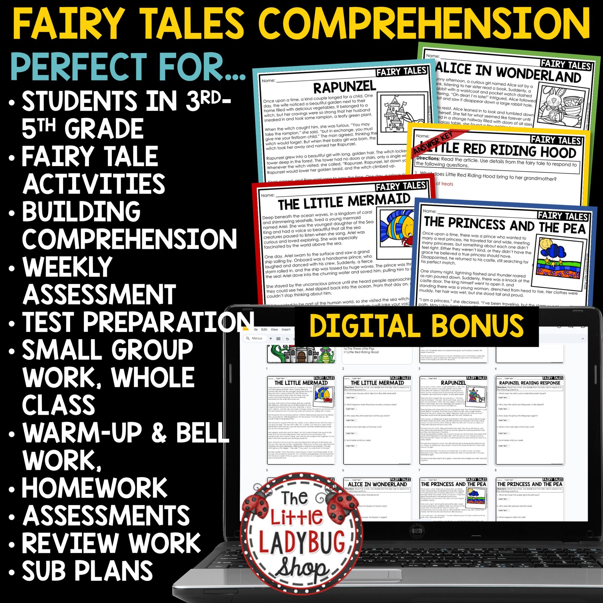 Fairy Tales Reading Response Passages Packet 3rd 4th Grade - The Little ...