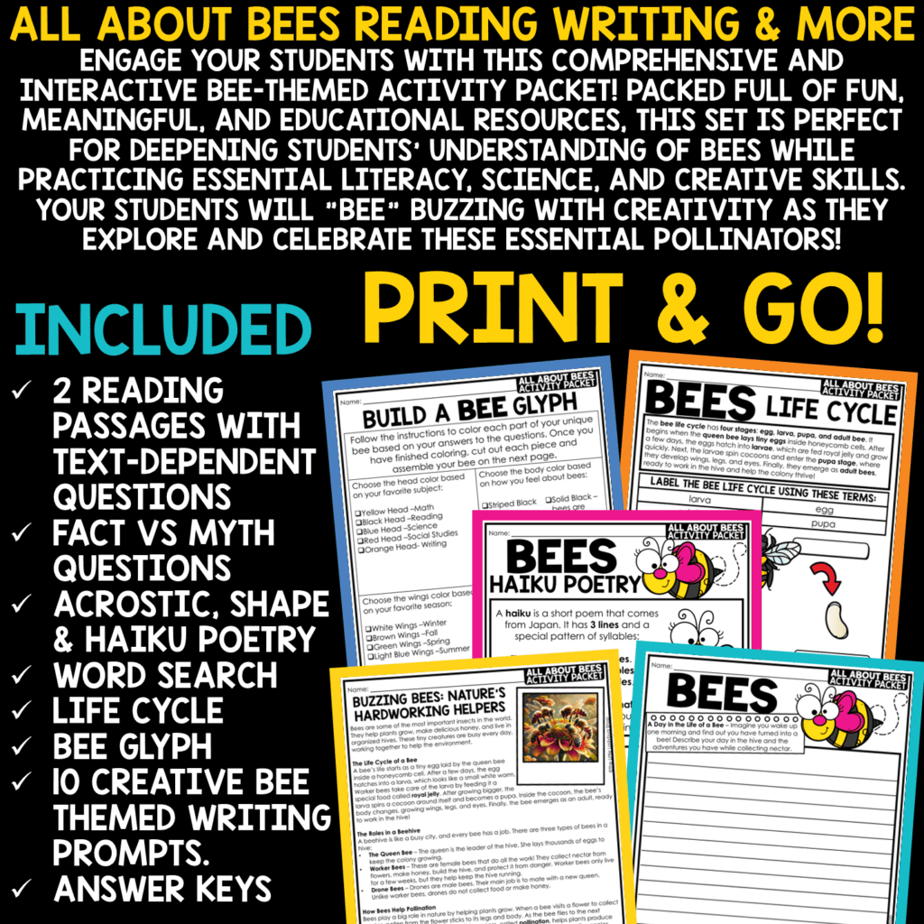 All About Bees Activities Reading Passages Life Cycle of a Bee - The ...