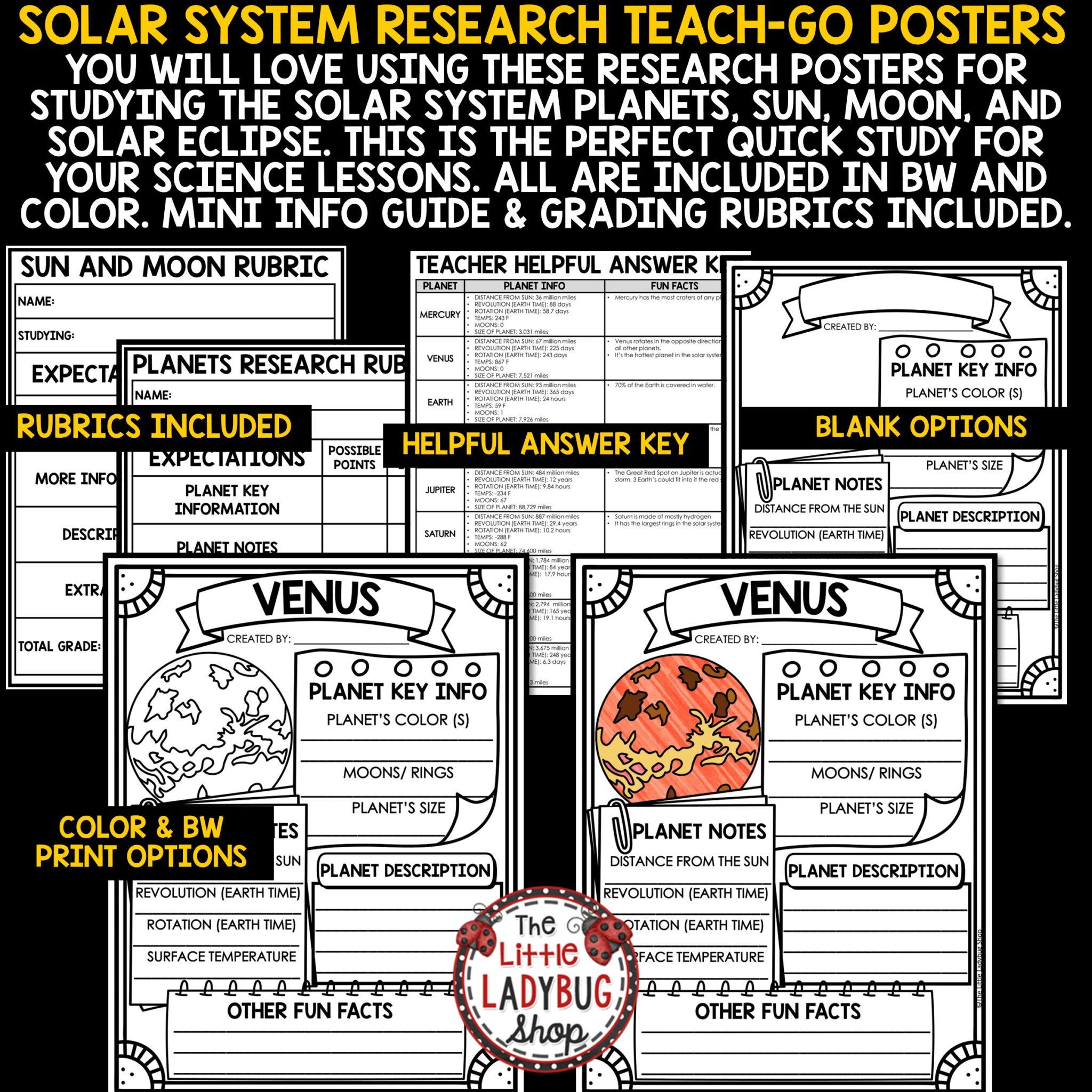 Planets of the Solar System Research Project Activities - The Little ...