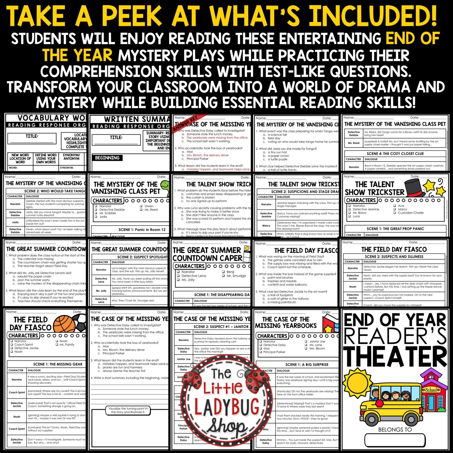 End of the Year Mysteries Reading Reader's Theater Scripts - The Little ...
