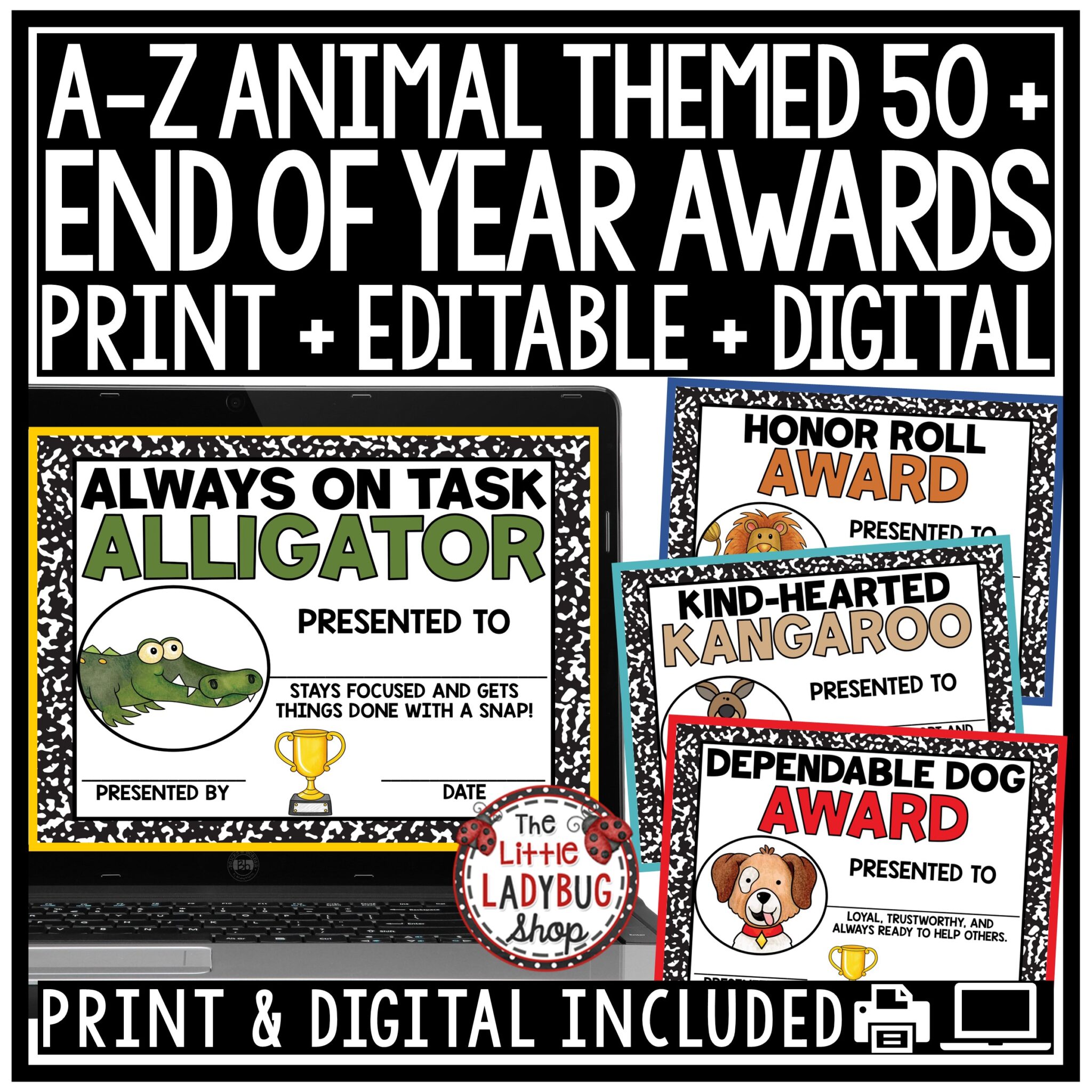 Animal Theme Editable End of the Year Awards Certificates - The Little ...