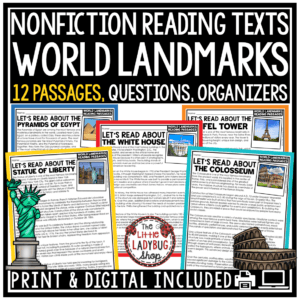 American US World Landmarks Symbols Reading Comprehension - The Little ...