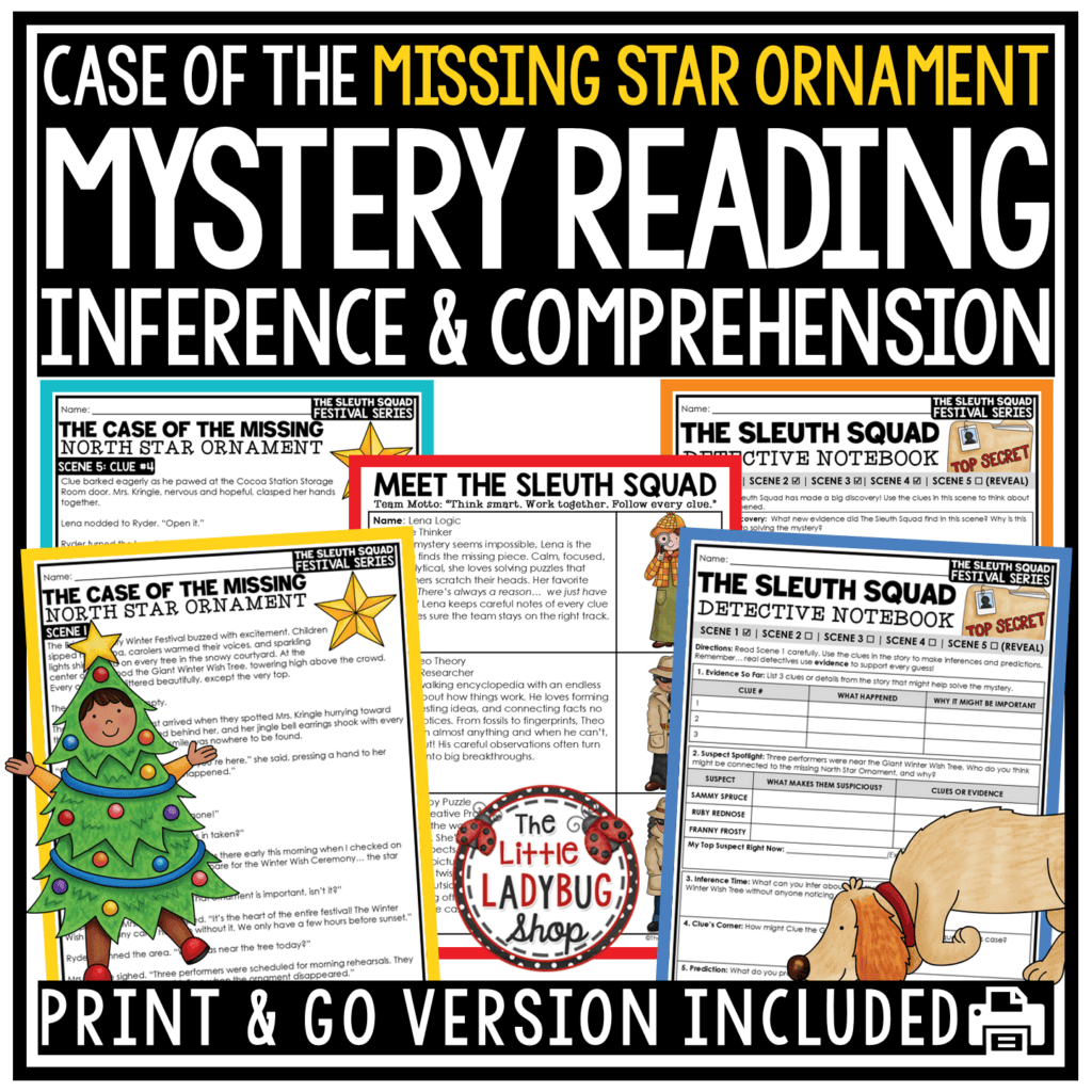 Critical Thinking Inferencing Christmas Winter Activity Mystery Reading ...