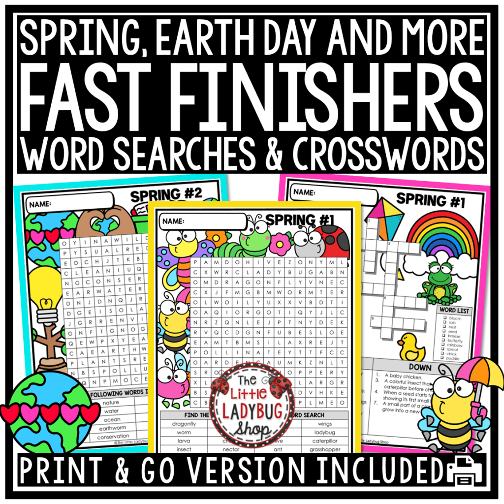 Fast Finishers Spring Puzzles Crossword Word Search Coloring Pages ...
