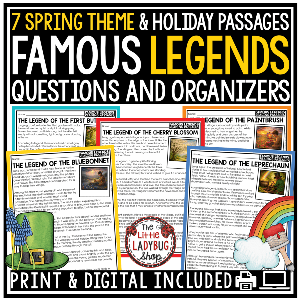 Legend of the Bluebonnet Leprechaun Spring March Reading Comprehension ...