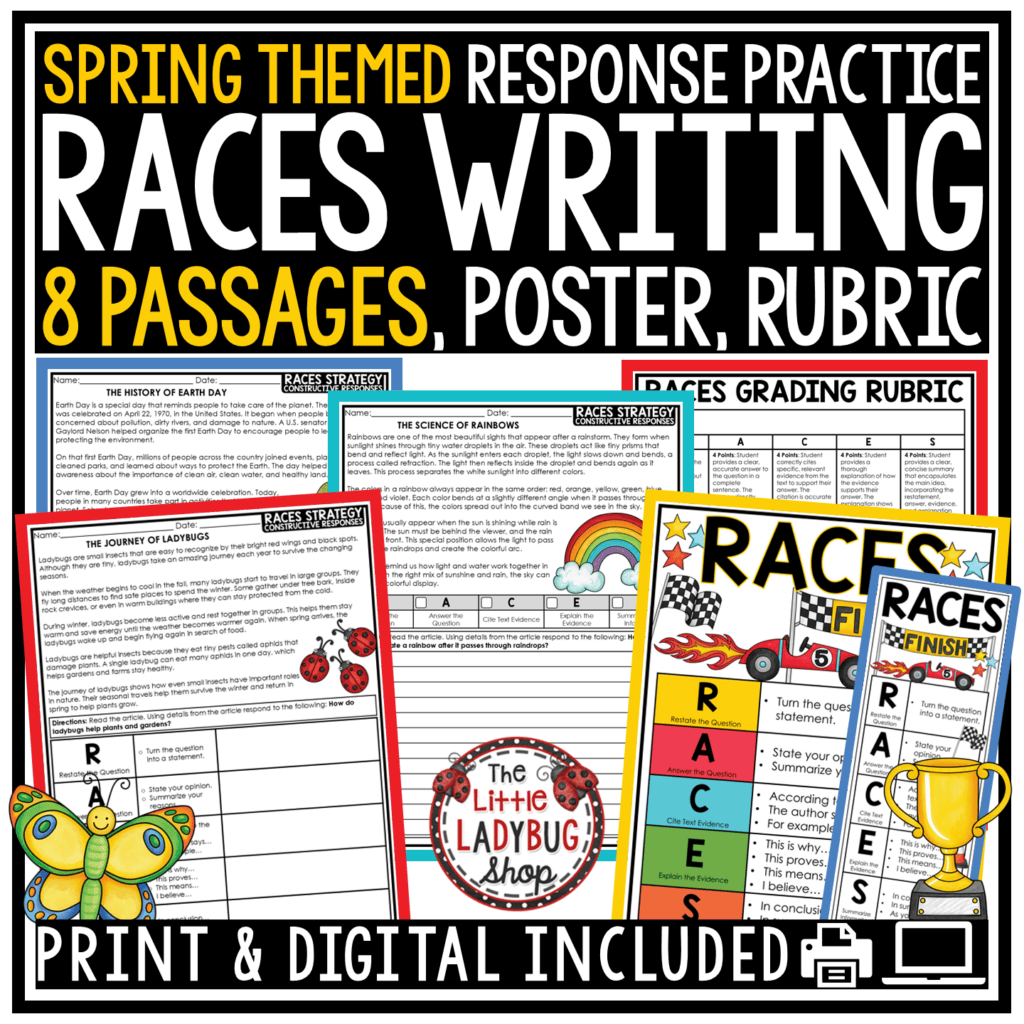 Spring RACES Prompts Writing Strategy Constructed Response - The Little ...