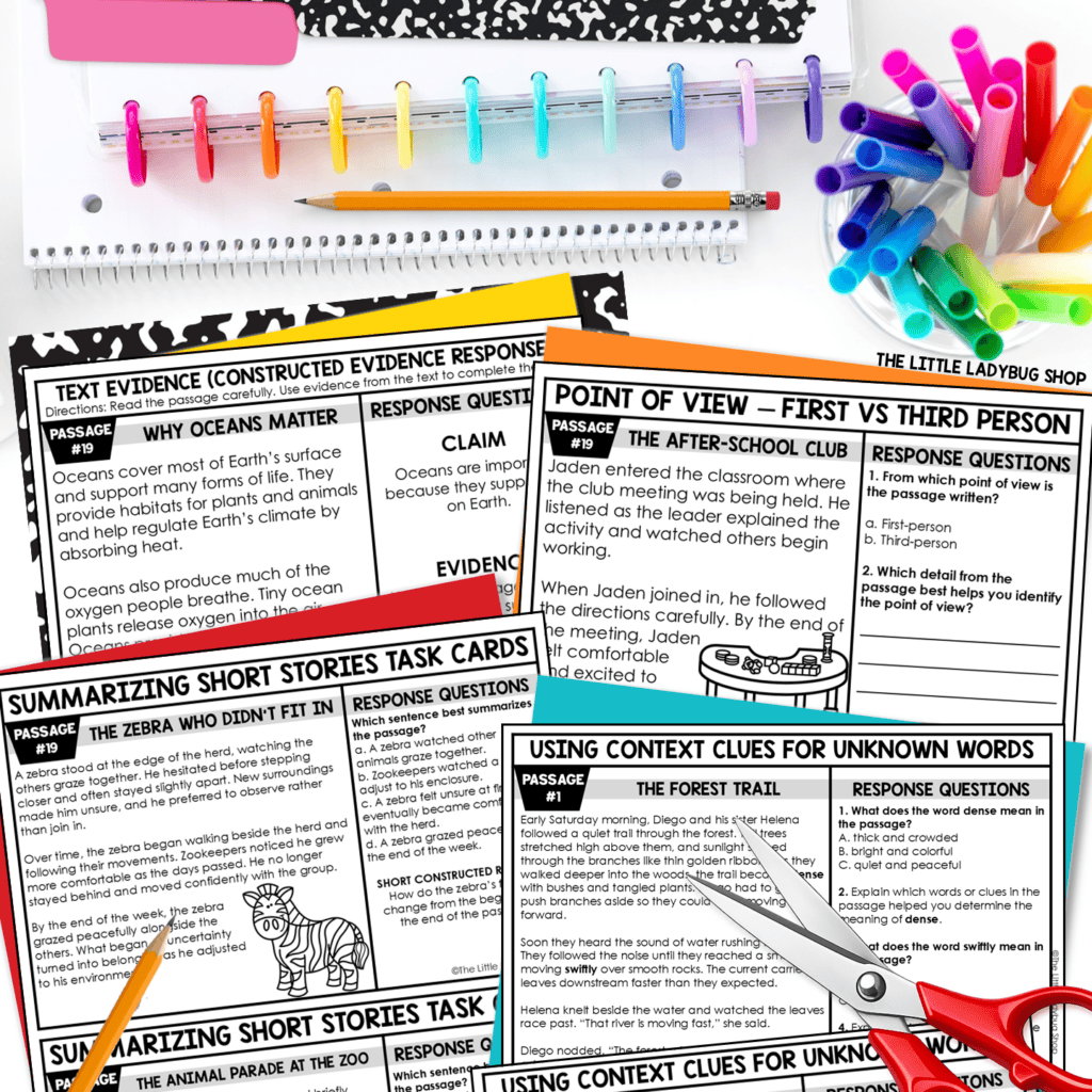 Free Reading Task Cards 2 - The Little Ladybug Shop