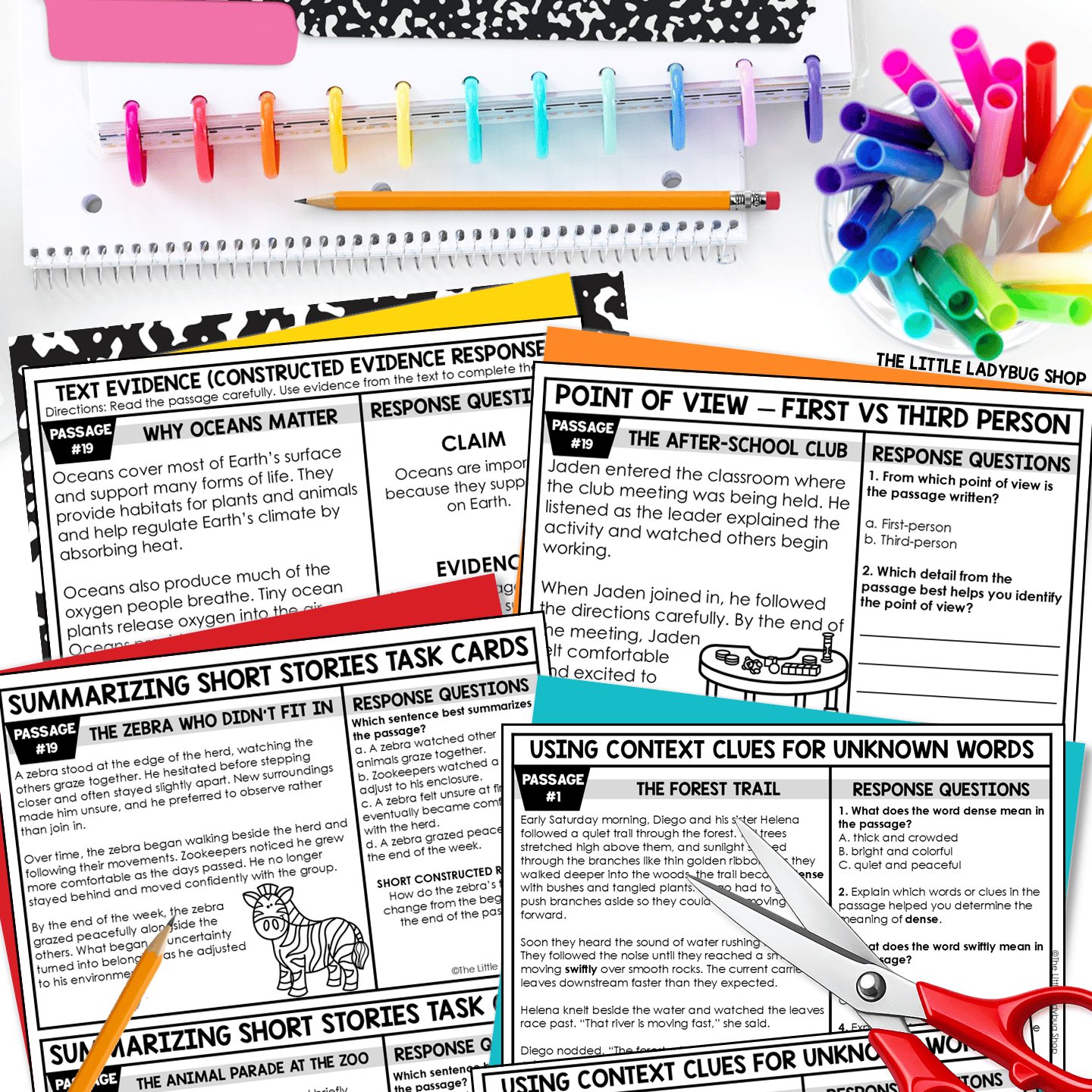 Free Reading Task Cards 2 - The Little Ladybug Shop