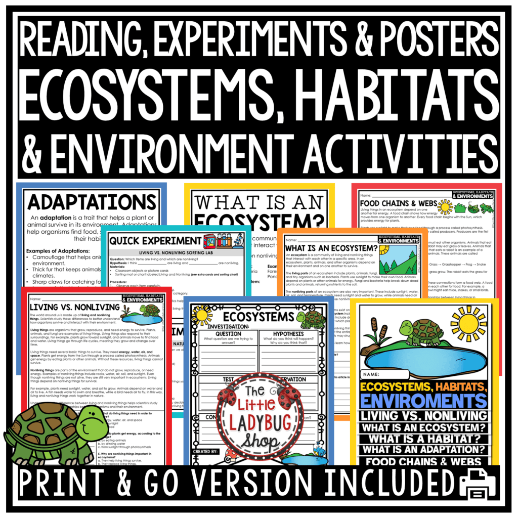 Ecosystems Habitats Adaptation Reading Passage Worksheet Activities ...