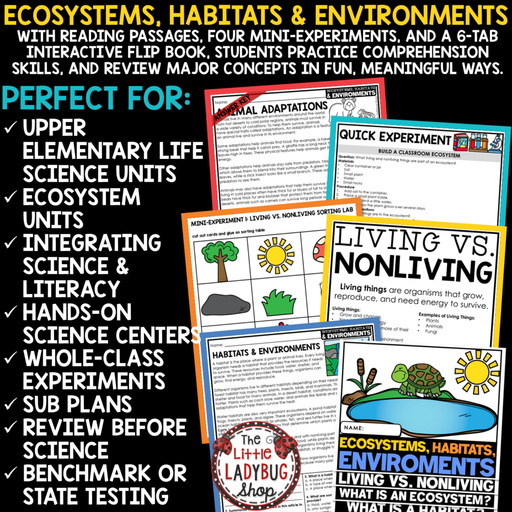 Ecosystems Habitats Adaptation Reading Passage Worksheet Activities ...