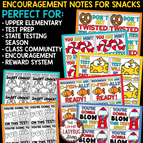Student Motivation Encouragement Testing Treats Snack Notes Cards Tags ...